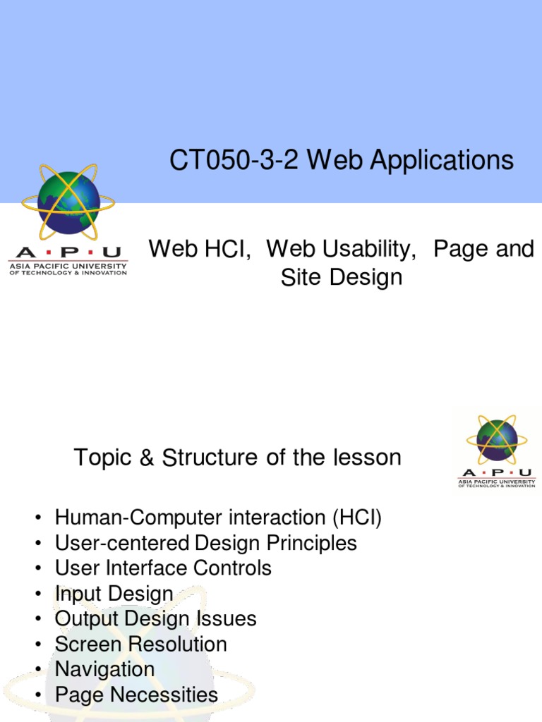 06 - CT050-3-2 Web HCI, Web Usability, Page and Site Design - Slides | PDF | World Wide Web ...
