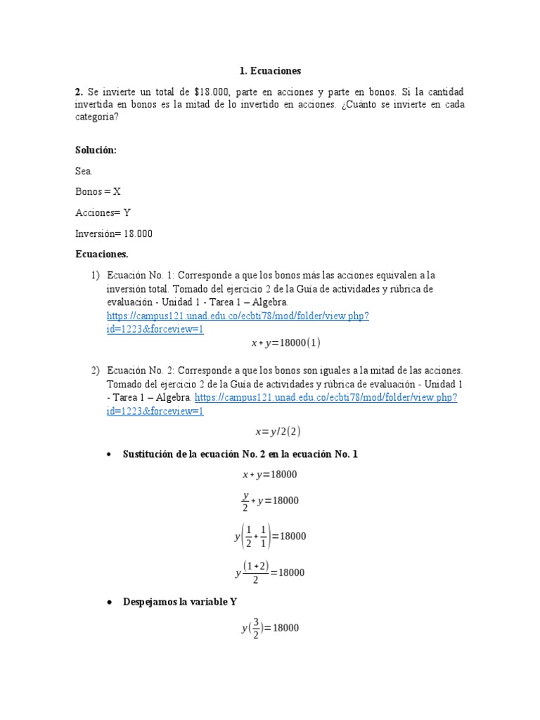 Desarrollo Taller 1 Algebra | PDF | Ecuaciones | Álgebra Desarrollo Taller 1 Algebra | PDF | Ecuaciones | Álgebra