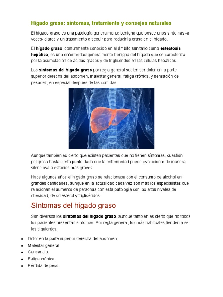 Hígado Graso: Síntomas y Tratamientos | PDF | Obesidad | Dieta