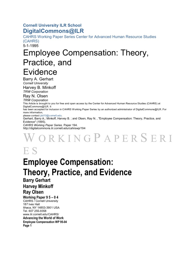 Employee Compensation - Theory, Practice & Evidence | PDF | Employment ...