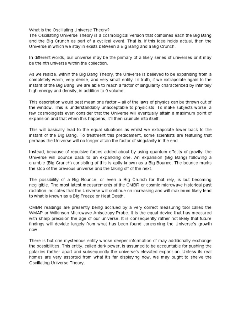 Oscillating Theory | PDF | Universe | Big Bang