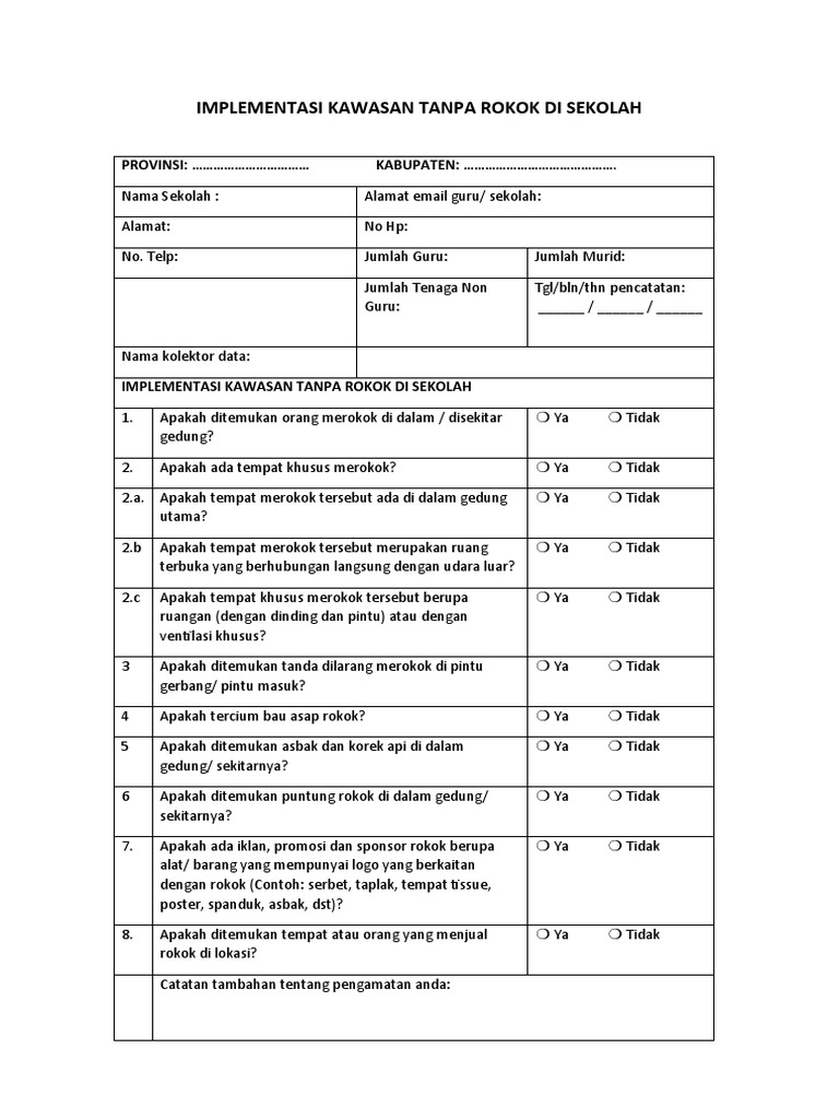 Form Implementasi KTR | PDF