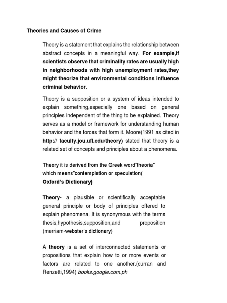 Theories and Causes of Crime Merged | PDF | Criminology | Poverty Threshold