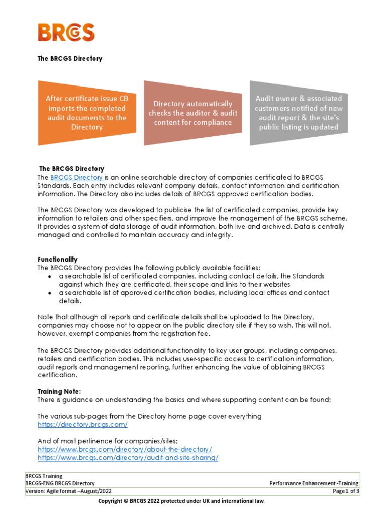 Brcgs-Eng - The Brcgs Directory | PDF | Financial Audit | Auditor's Report