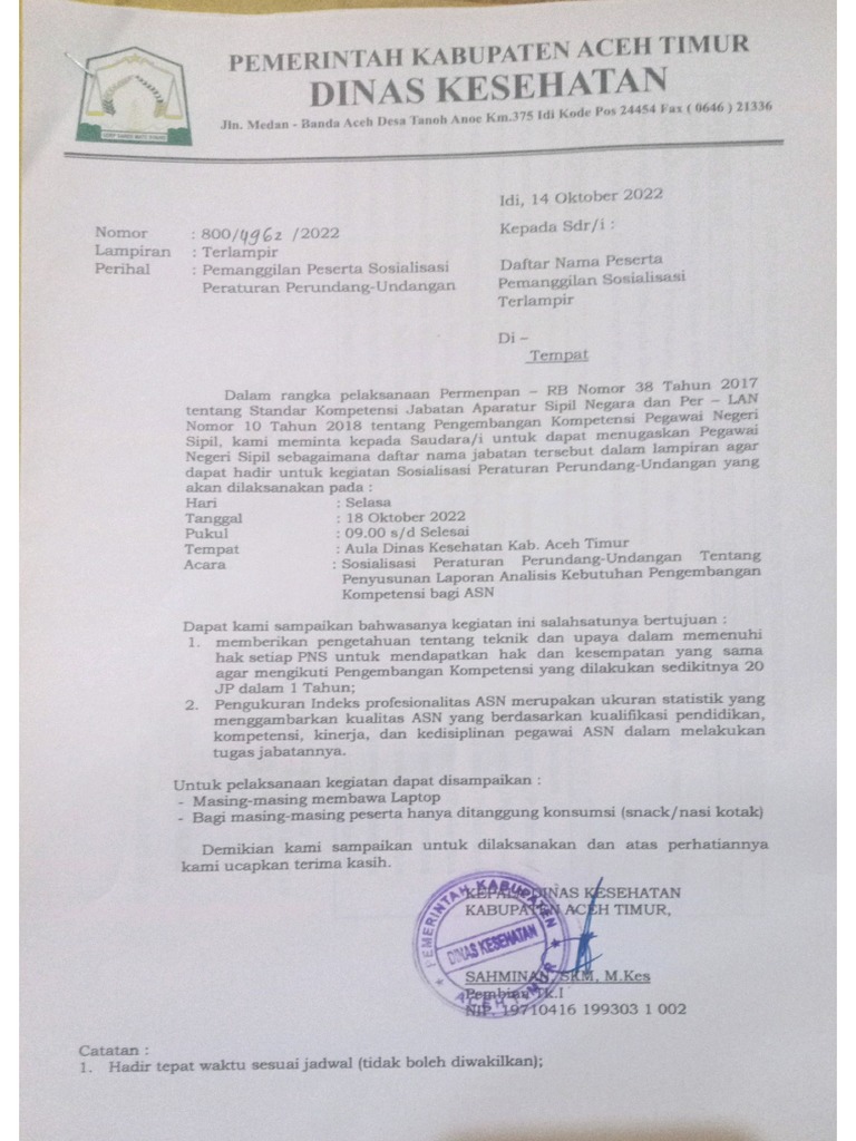 Pemanggilan Peserta Sosialisasi | PDF