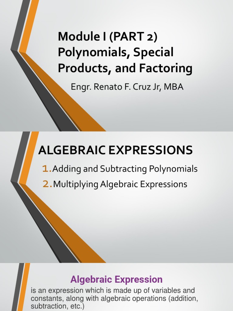 Module1.1 Polynomials | PDF | Polynomial | Factorization