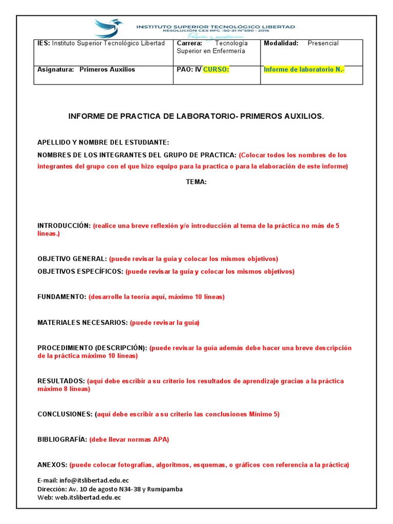 Plantilla Informe de Laboratorio. | PDF