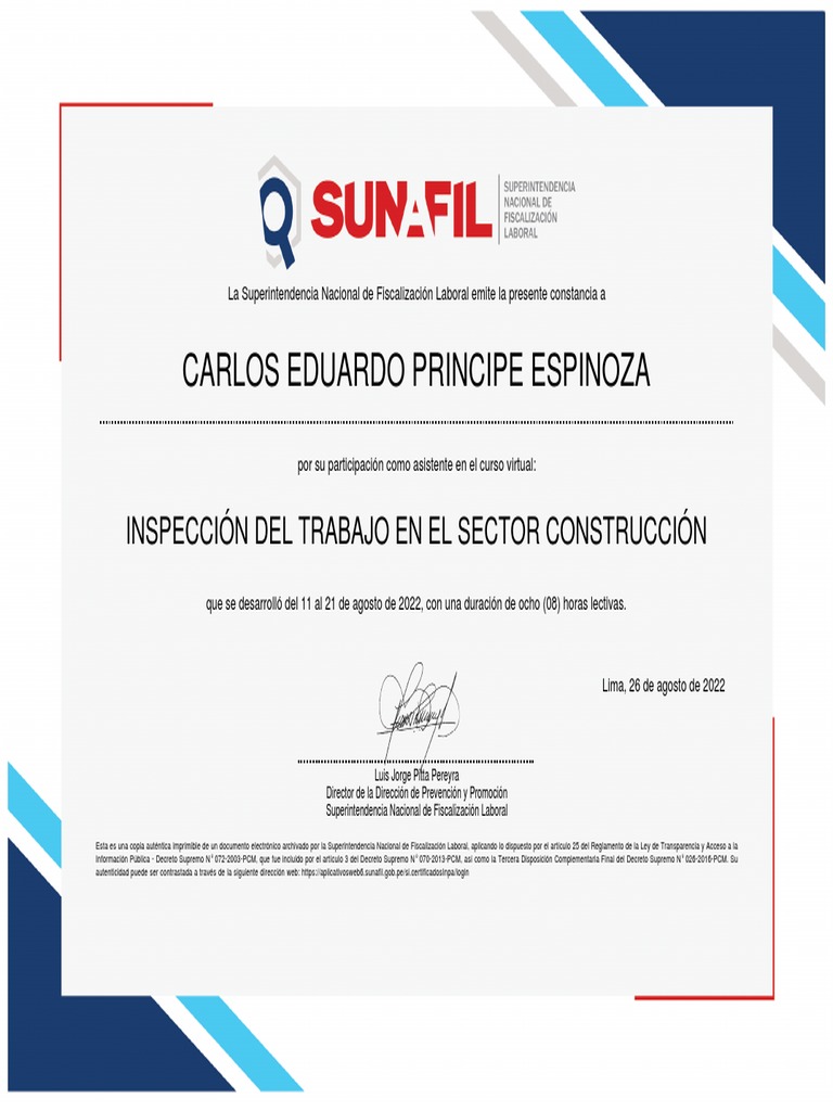 Certificado MINTRA | PDF