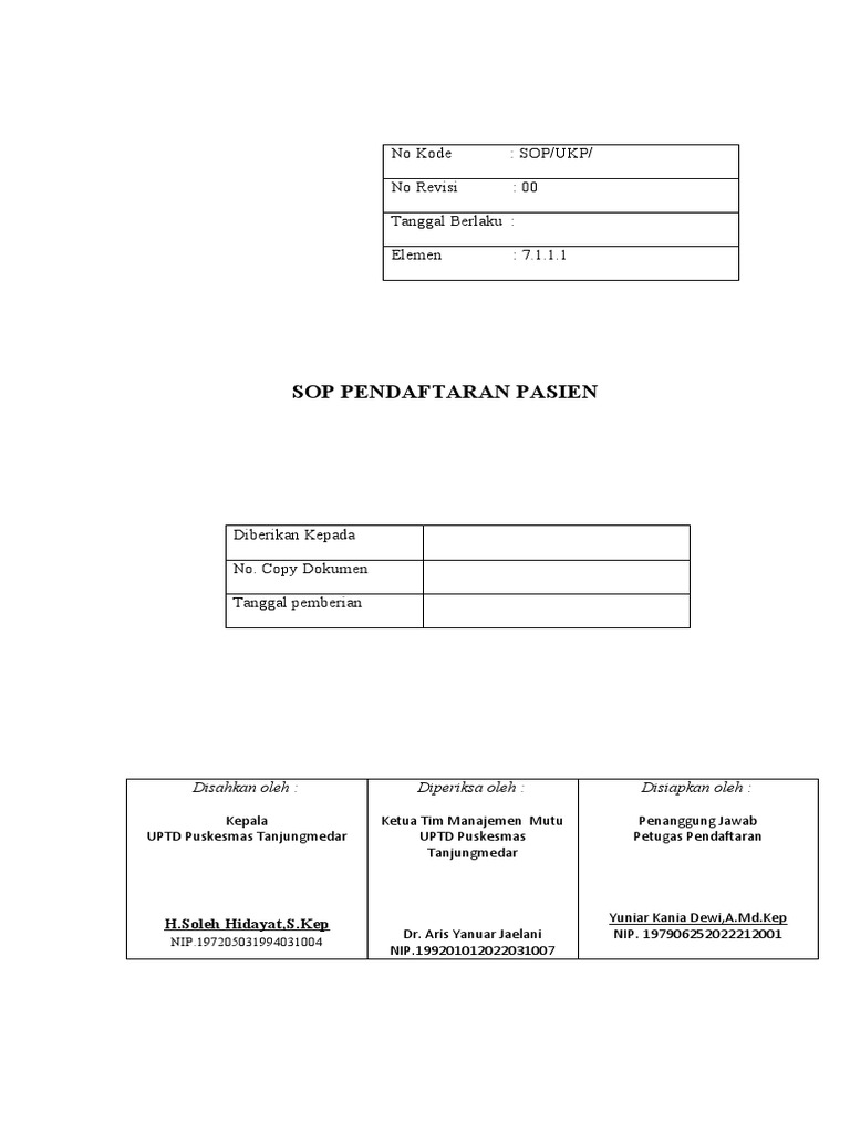 7.1.1.a, C SPO LOKET PENDAFTARAN | PDF