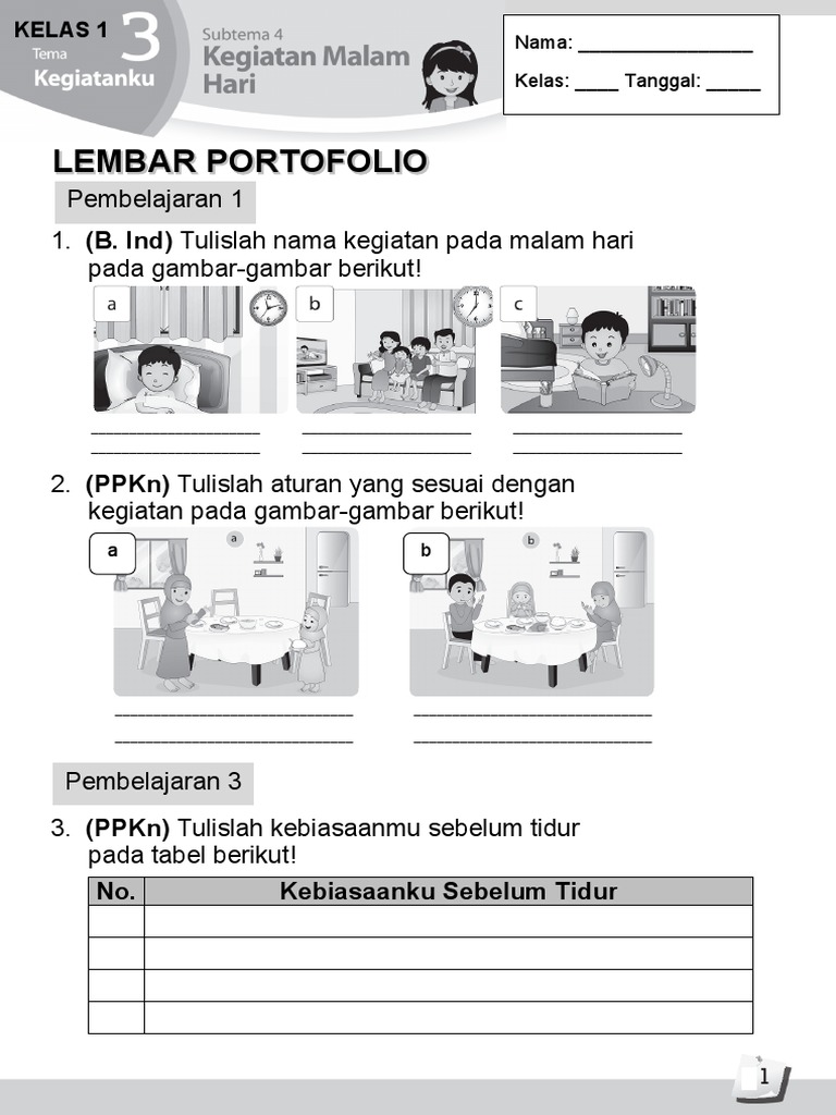 LEMBAR PORTOFOLIO BUPENA 1B Tema 3 Sub 4 | PDF | Metode & Bahan Ajar