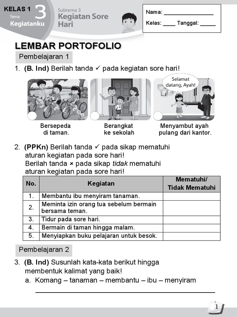 LEMBAR PORTOFOLIO BUPENA 1B Tema 3 Sub 3 | PDF