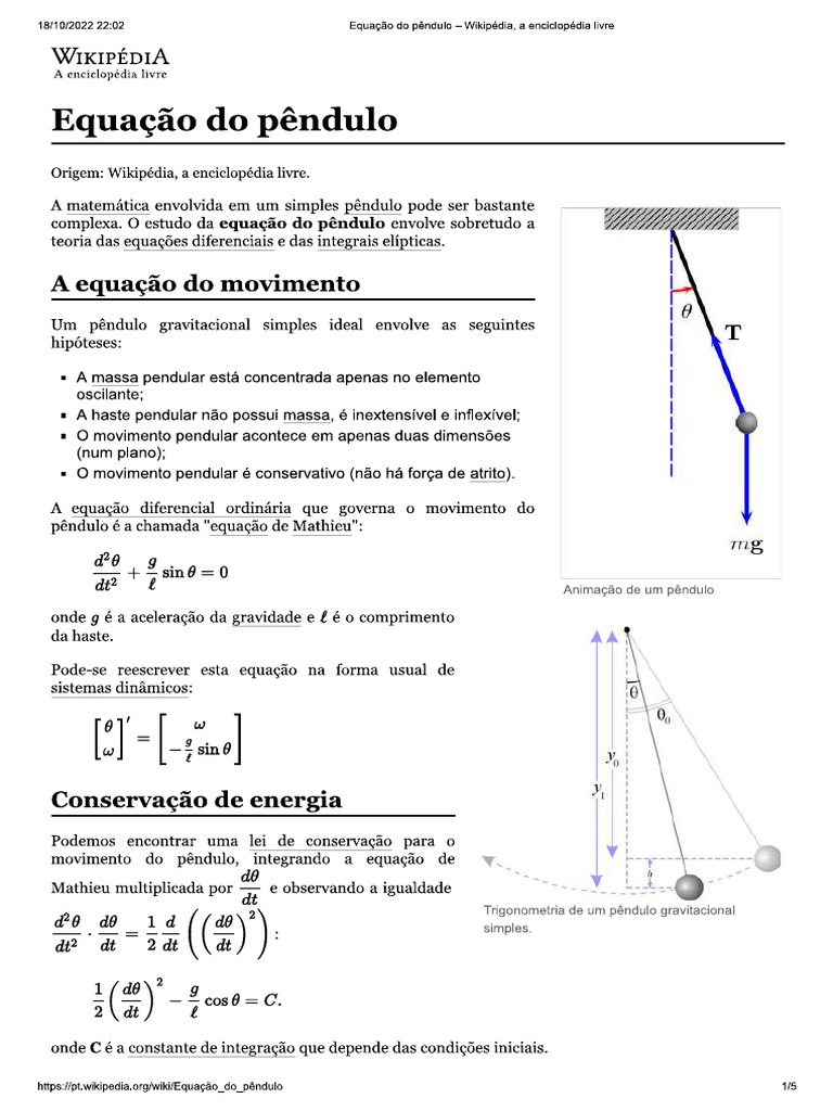 Equação Do Pêndulo | PDF