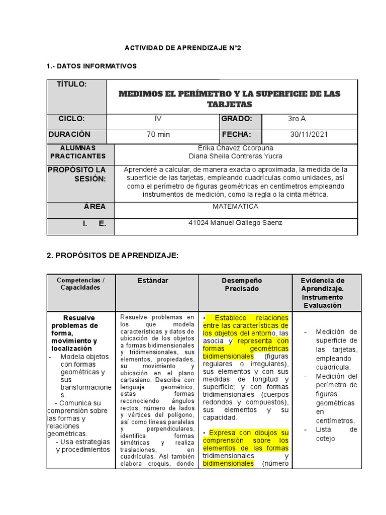 Actividad de Aprendizaje N°2 | PDF | Geometría | Medición
