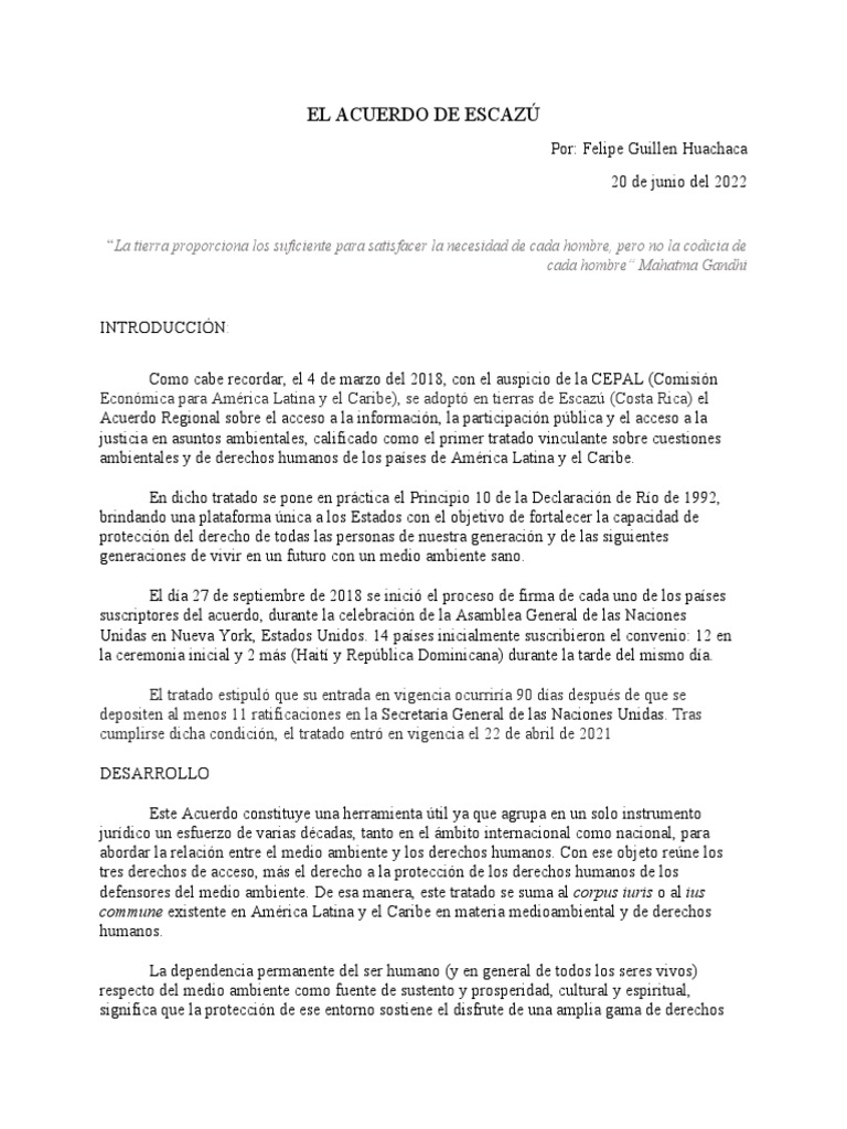 El Acuerdo de Escazú | PDF | Justicia | Crimen y violencia