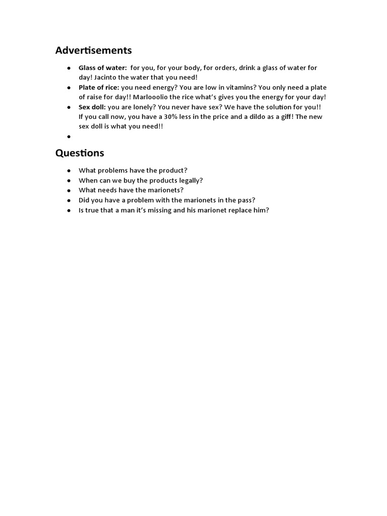 Advertisements and Questions | PDF