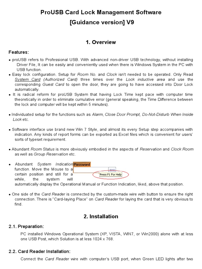 ProUSB Card Lock Manual in ENGLISH | PDF | Point And Click | Computing