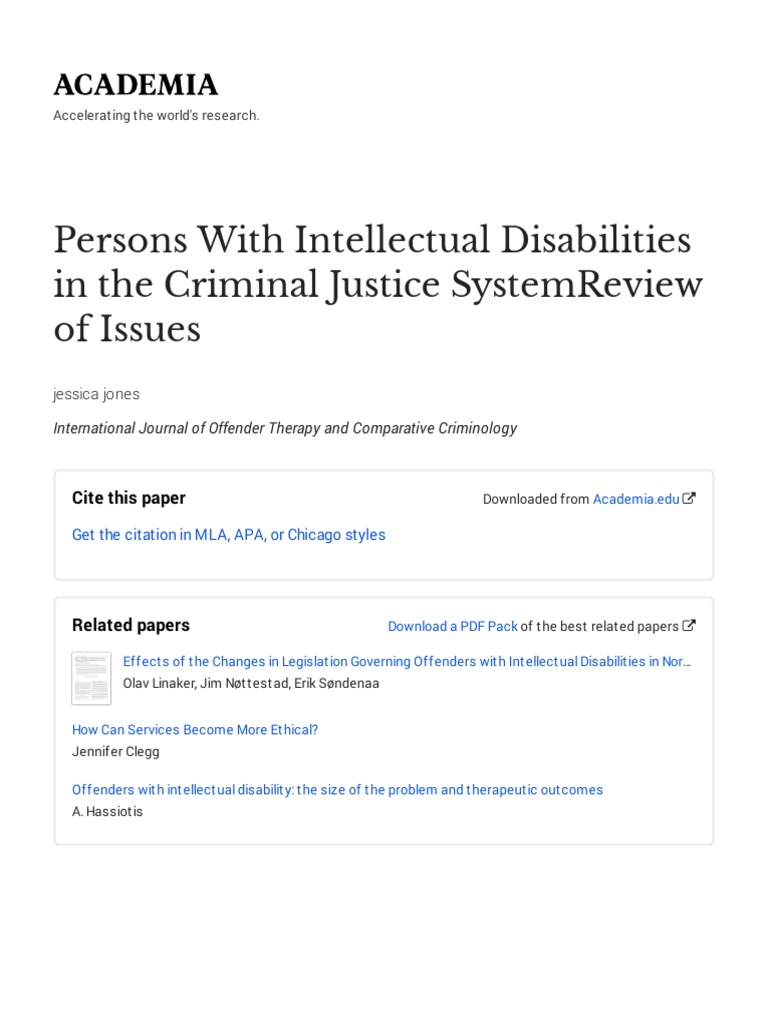 Persons With Intellectual Disabilities in The Criminal Justice System ...