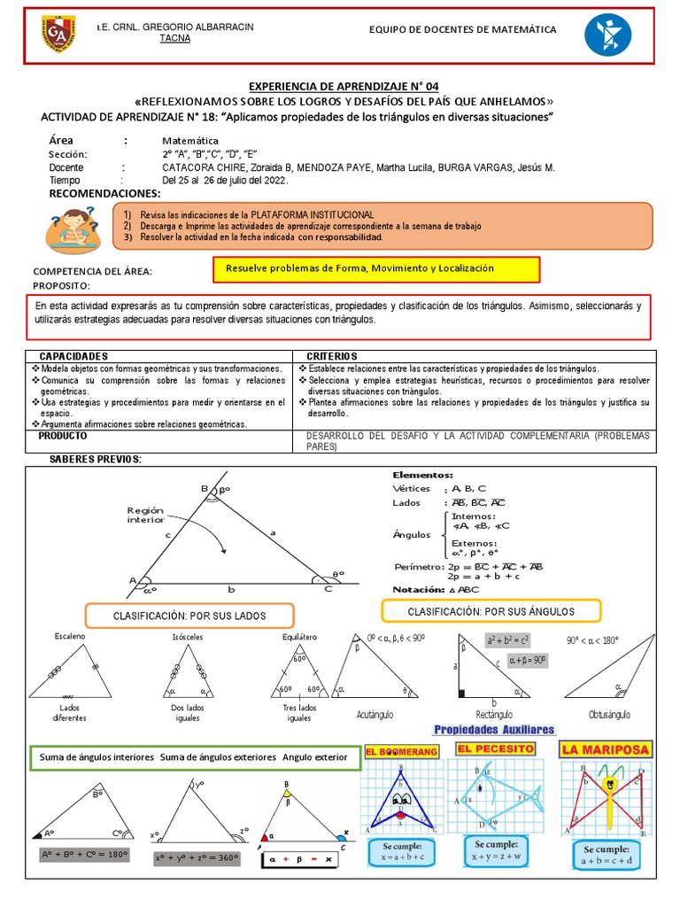 2do Actividad de Aprendizaje #18 Triangulos | PDF | Triángulo | Geometría del plano euclidiano