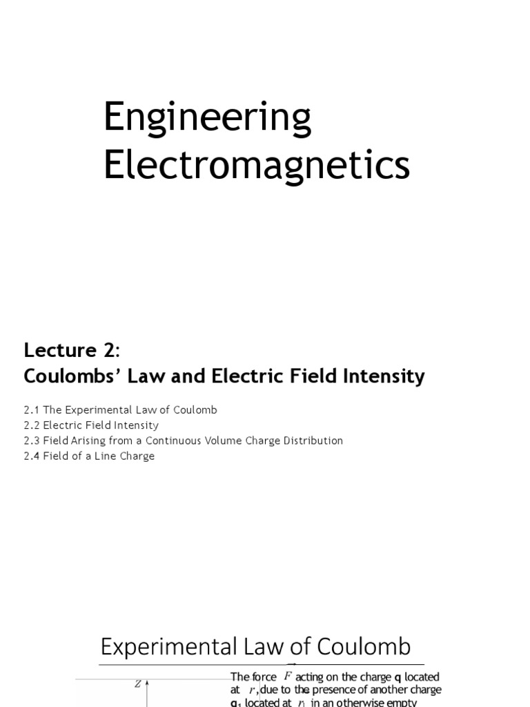 Coulomb's Law & Electric Field Intensity | PDF | Electric Field | Force