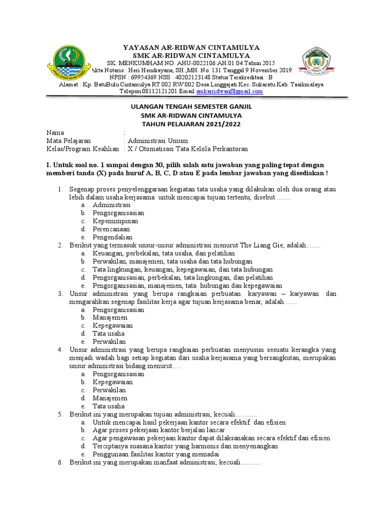 Uts Admum Ganjil | PDF | Karier & Perkembangan