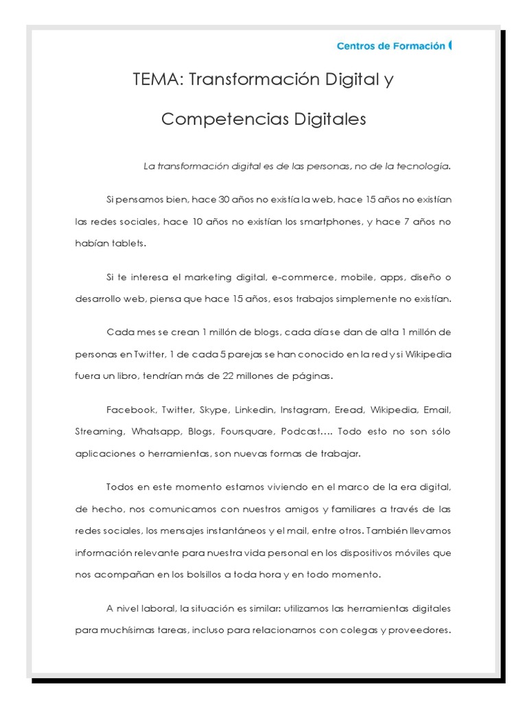 Transformacion Digital | PDF | Aprendizaje | Outsourcing