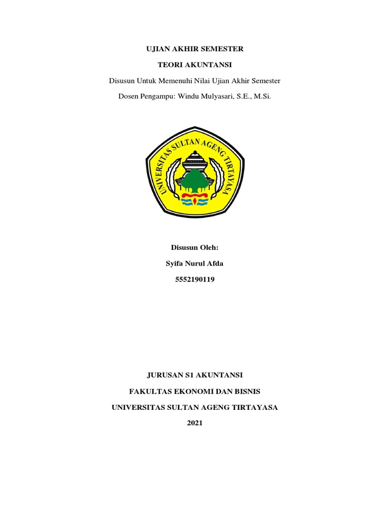 Syifa Nurul Afda - 5552190119 - UAS Teori Akuntansi | PDF | Karier ...