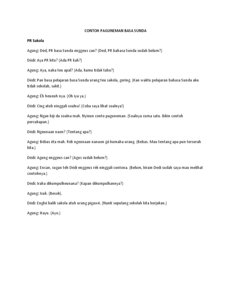 Contoh Paguneman Basa Sunda | PDF