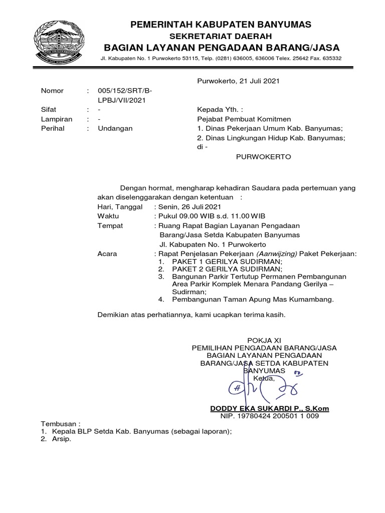 Undangan Aanwijzing - DPU GS 1, GS 2 Dan Taman Apung | PDF