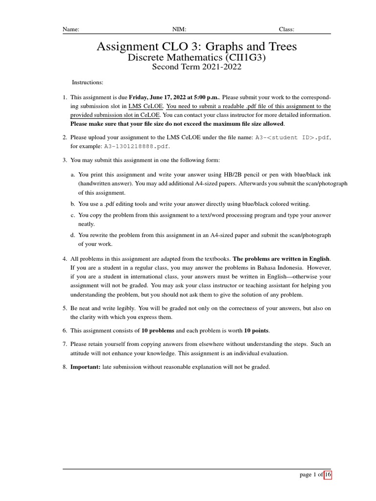 A3 GraphsTrees | PDF | Vertex (Graph Theory) | Theoretical Computer Science