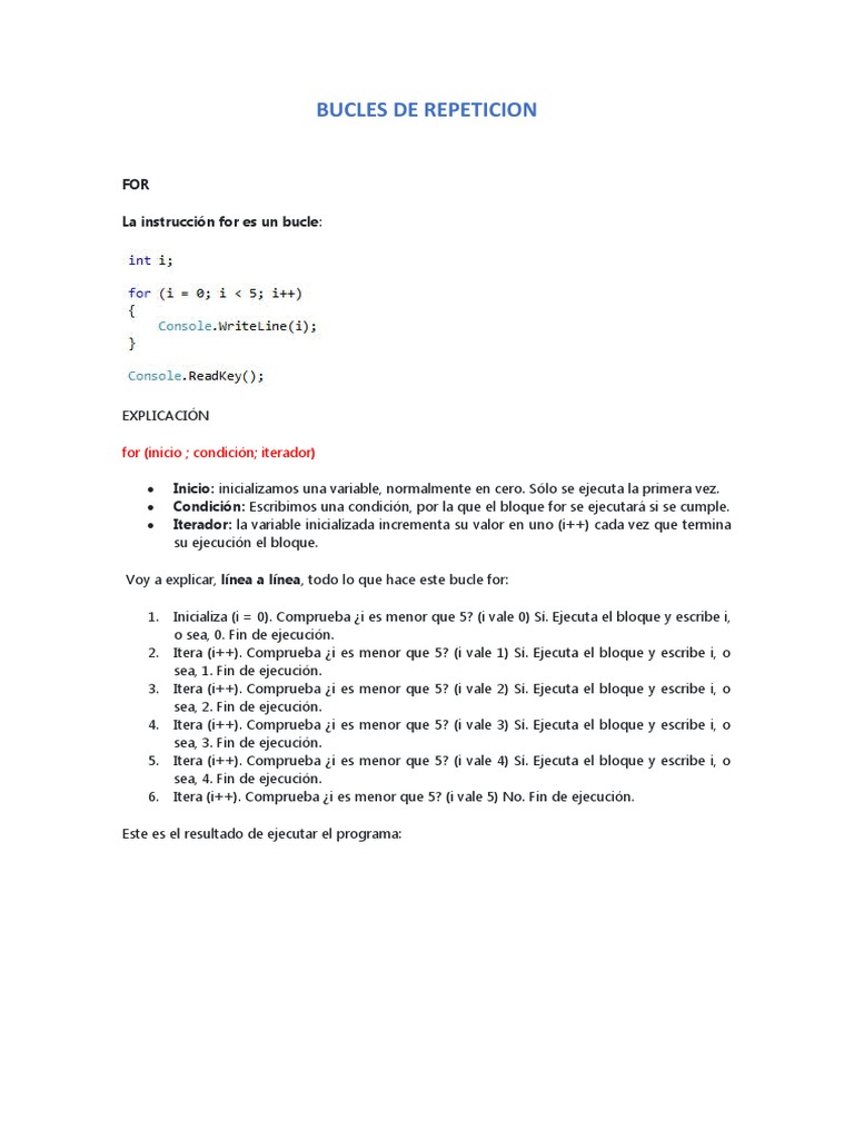Bucle For y While en C#: Ejemplos y Práctica | PDF | C Sharp (lenguaje ...