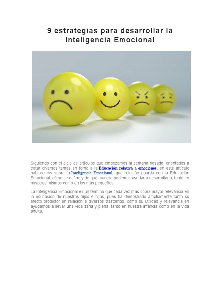 9 Estrategias Para Desarrollar La Inteligencia Emocional Pdf Las