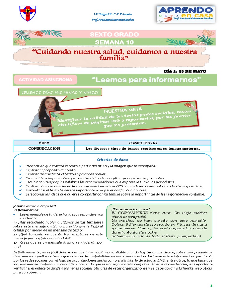 DÍA 2 Leemos para Informarnos | Descargar gratis PDF | Organización ...