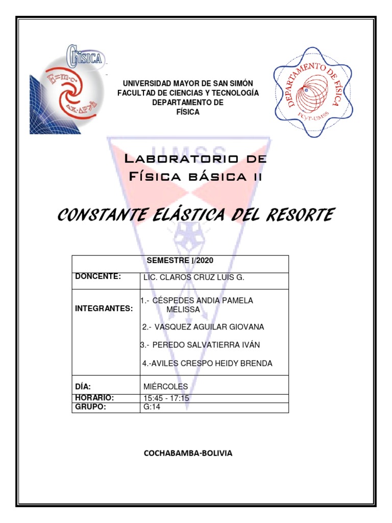CONSTANTE ELÁSTICA DEL RESORTE - Informe Grupal | PDF | Elasticidad ...