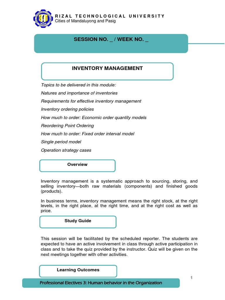 MODULE 7 - Inventory Management | PDF | Inventory | Point Of Sale