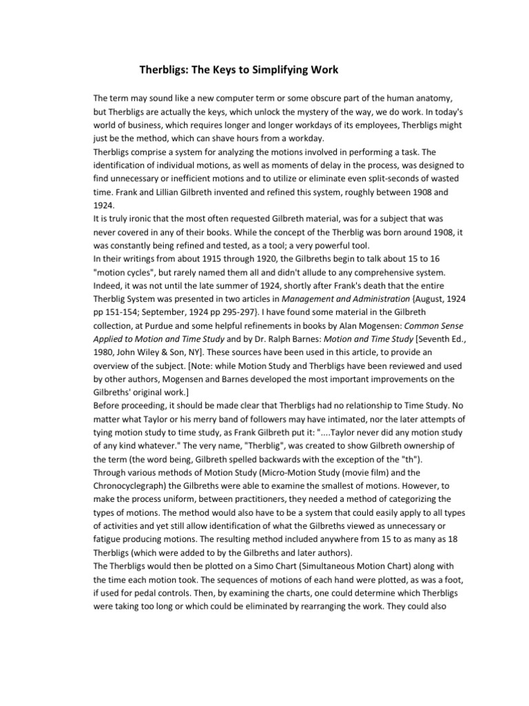 Therbligs | PDF | Human Factors And Ergonomics | Drill