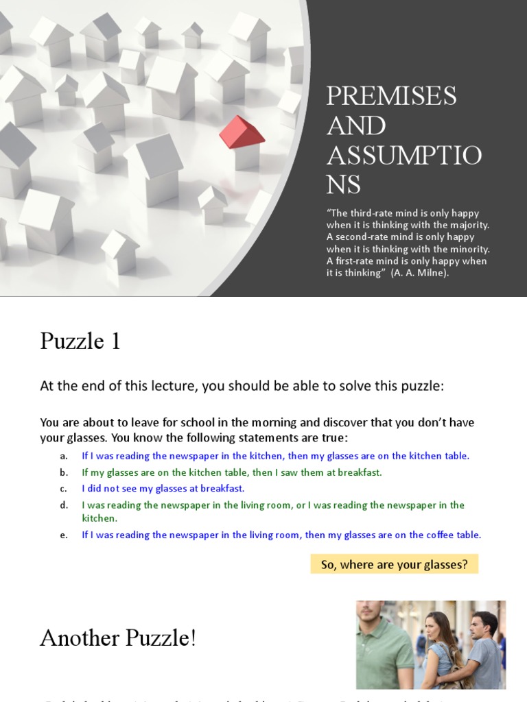 Premises and Assumptions | PDF | Deductive Reasoning | Logical Consequence