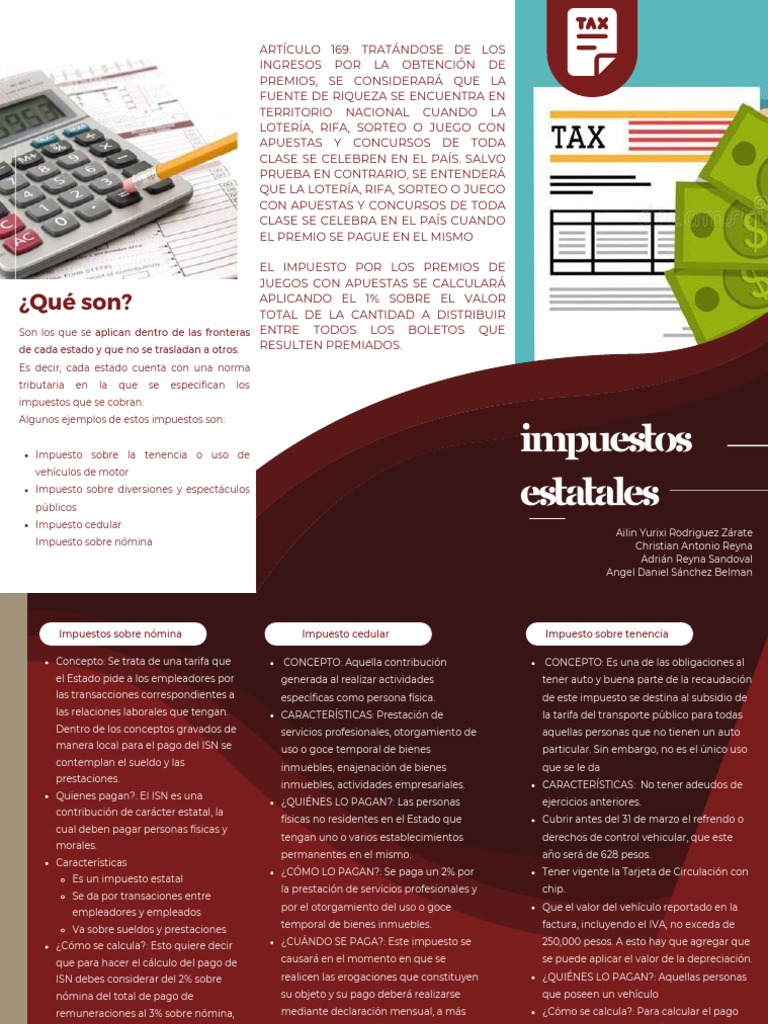 Tríptico Impuestos Estatales | PDF | Impuestos | Economias
