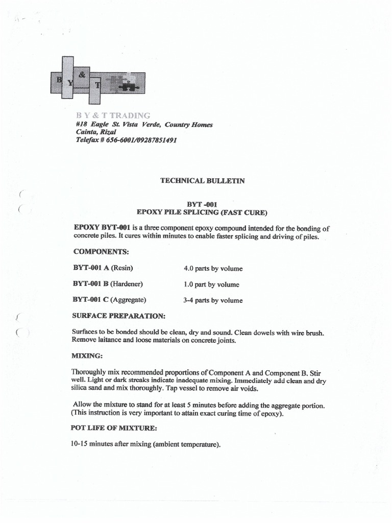 By&T Epoxy Tech Bulletin | PDF