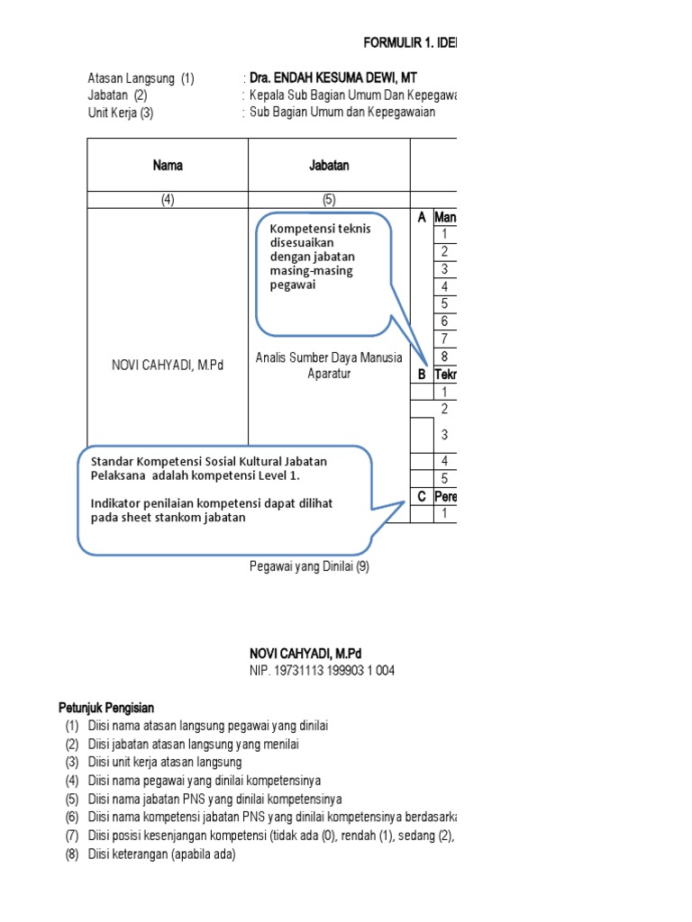 Petunjuk Pengisian Form 1, 2 Dan 3 B Pengembangan Kompetensi ASN | PDF