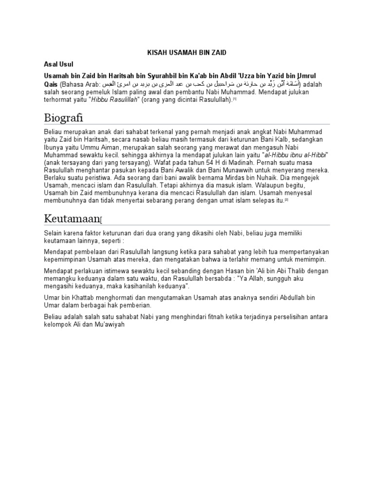 Kisah Usamah Bin Zaid | PDF