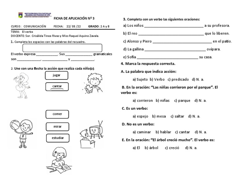 Verbos Fichas | PDF | Verbo | Conjugación gramatical