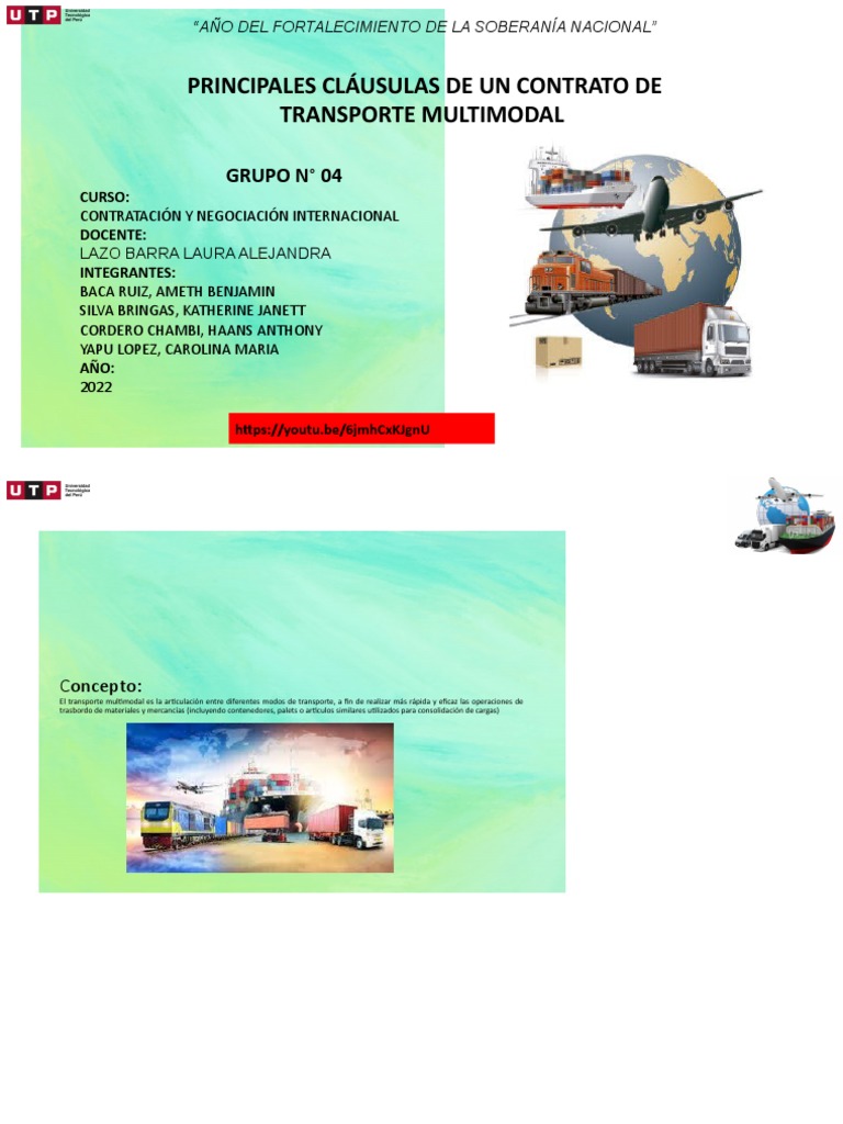 Principales Cláusulas de Un Contrato de Transporte Multimodal Grupo 4 | PDF