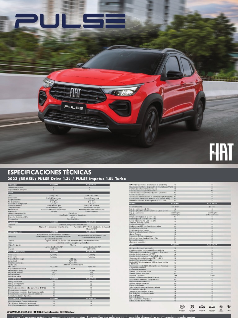 Ficha Tecnica Fiat Pulse Los Coches 2022 | PDF