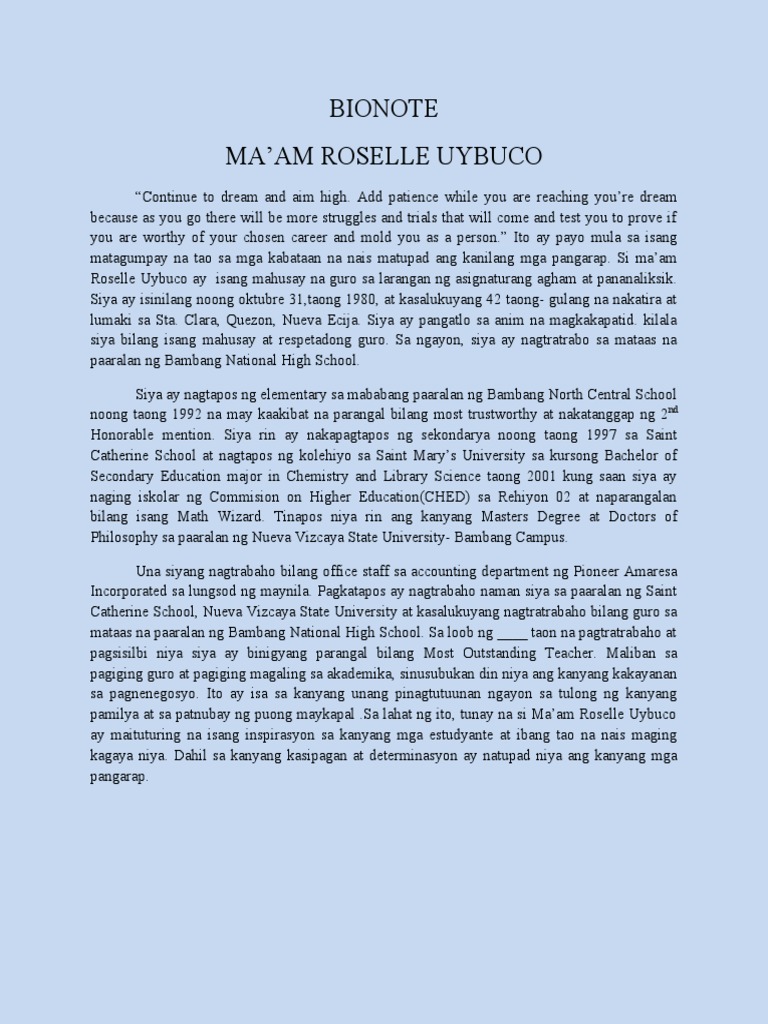 BIONOTE Filipino Group 3 | PDF