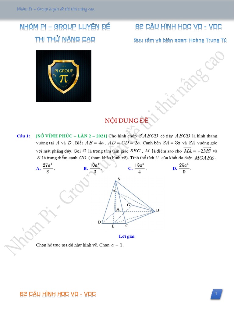 62 Câu Hình Học Vd - Vdc | PDF