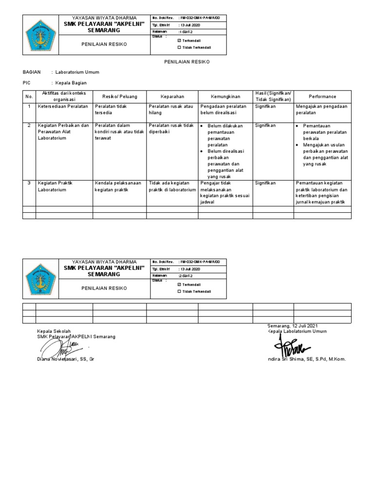 Penilaian Resiko Laboratorium | PDF