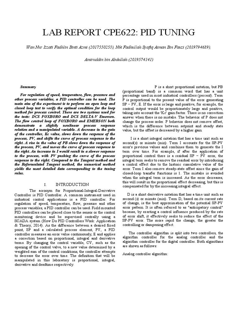 Manuscript Lab Report Process Control | PDF | Control Theory | Control ... Manuscript Lab Report Process Control | PDF | Control Theory | Control ...