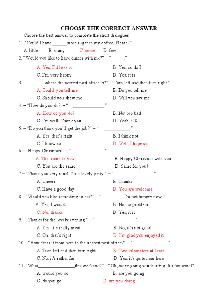 Choose The Correct Answer | PDF