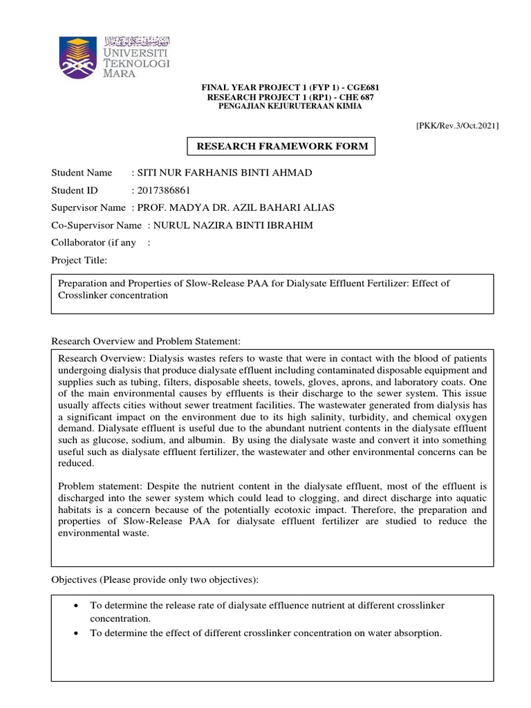 Research Framework Siti Nur Farhanis Dialysate Effluent-converted (2 ...