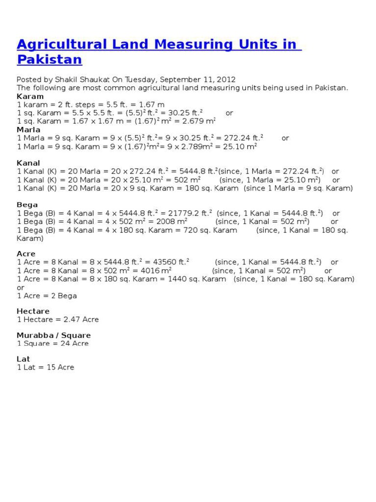 Land Measuring Units | PDF